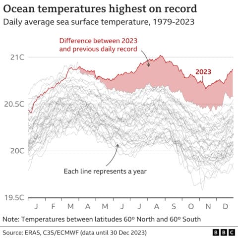 2023 record marine heat waves: Coral Bleaching HotSpot maps reveal ...